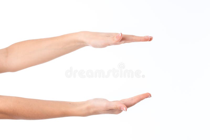 Two Outstretched Hands Forward One Opposite the Other Isolated on White ...