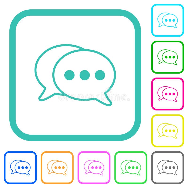 Two Oval Active Chat Bubbles Outline Vivid Colored Flat Icons Stock ...