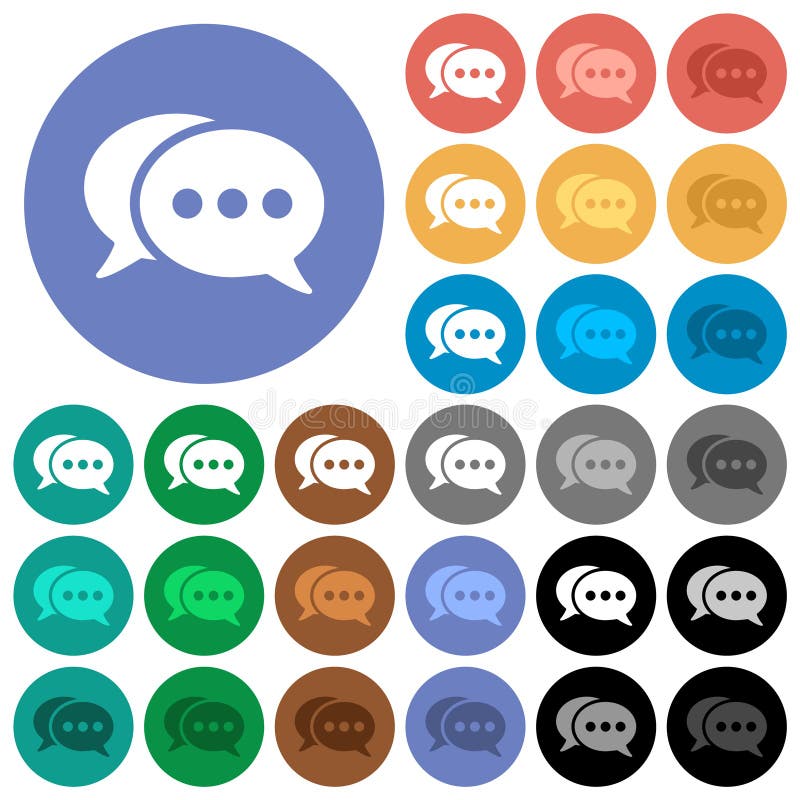 Two Oval Active Chat Bubbles Solid Round Flat Multi Colored Icons Stock ...