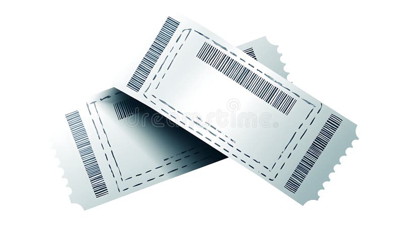 Two Overlapping, Blank Tickets with Serrated Edges and a Light Blue ...