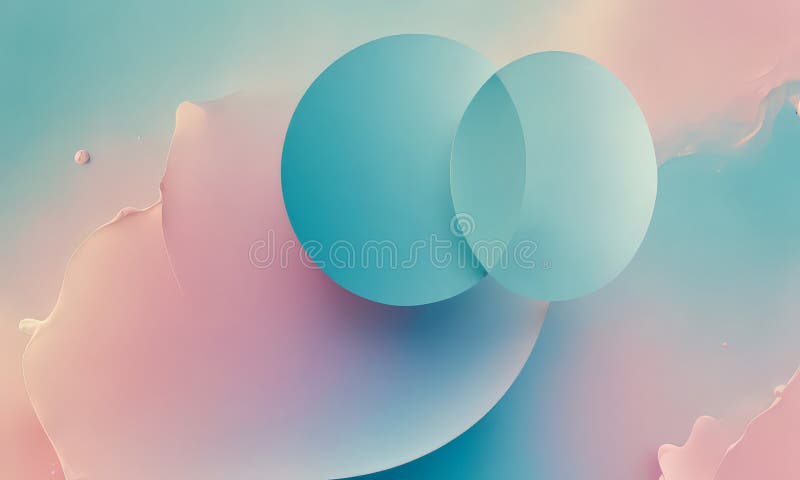 Two Overlapping Blue Circles with Pink and Blue Gradient Background ...