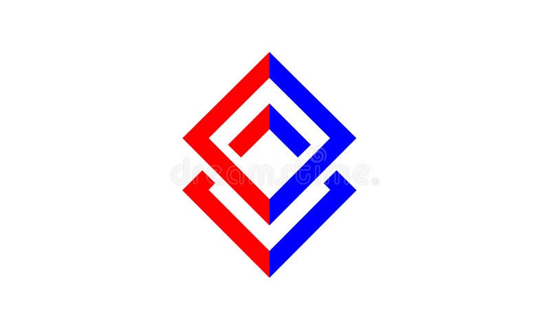 Two Overlapping Blue Red Square Logos Design Stock Vector - Illustration of font, document ...