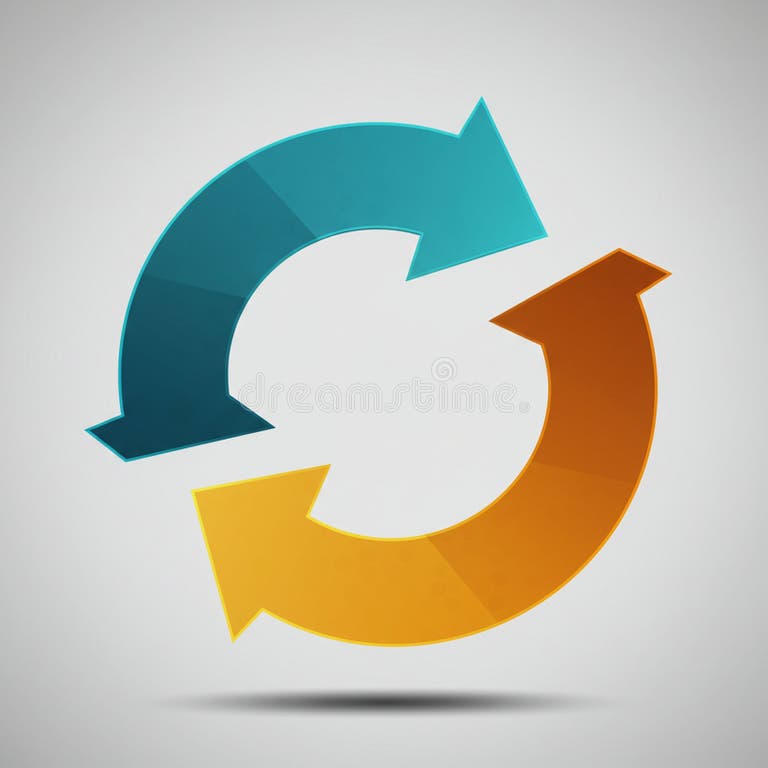 Two Overlapping, Curved Arrows Form a Circular Pattern on a Light Gray ...