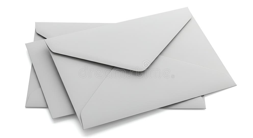 Two Overlapping Envelopes, Top View, Isolated AI Stock Illustration ...