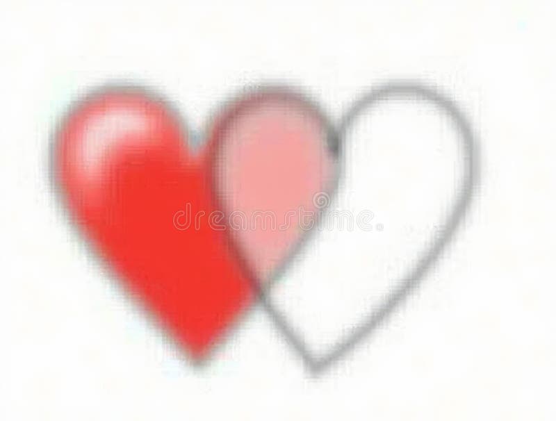 Two Overlapping Hearts of the Same Size, One Red and One White ...