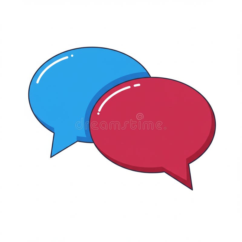 Two Overlapping Speech Bubbles with a 3D Effect are Depicted on a White ...