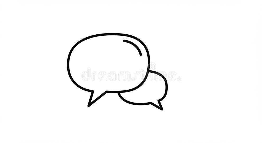 Two Overlapping Speech Bubbles Drawn in a Minimalistic Black Outline on ...