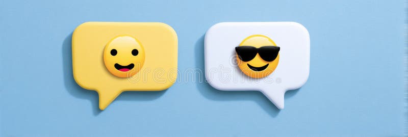 Two Overlapping Speech Bubbles with Emoji Faces Expressing Joy and ...