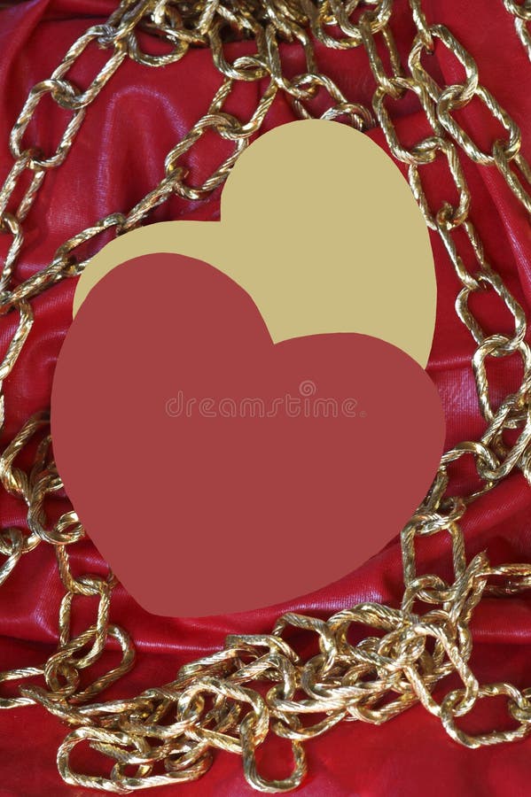 Two Overlapping Valentine Hearts with Gold Chains are Ready for Text ...