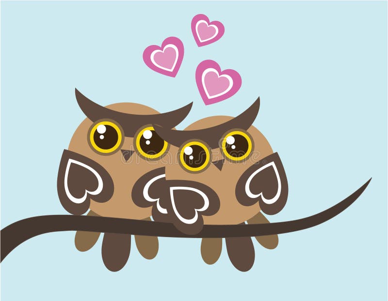 Two owls in love stock illustration. Illustration of drawn - 30244373