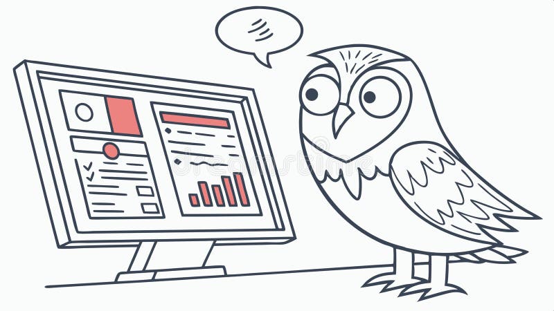 Two Owls Working on Computer, Technology, Teamwork, Study. Digital ...