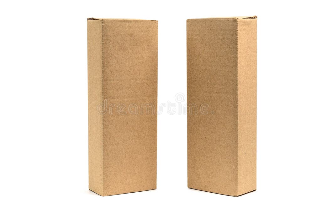Two Package Brown Cardboard Box for Long Items. Mockup, Isolated Stock ...