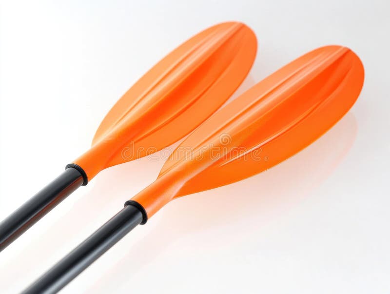 Two Paddle Sticks are Orange and Black Stock Image - Image of white ...