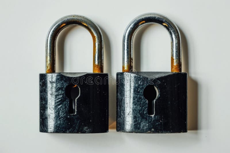 Two Padlocks Sitting Next To Each Other. Can Be Used To Represent ...