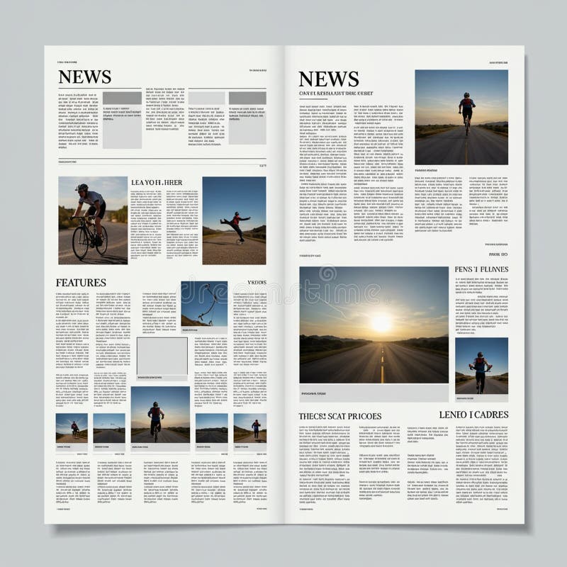 Two-page Magazine Layout Featuring Multiple Articles and Images. the ...