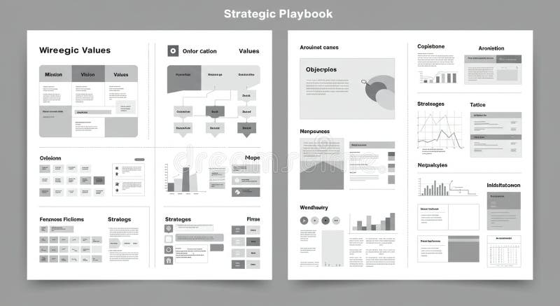 Two Pages of a Strategic Playbook Layout with Various Sections ...