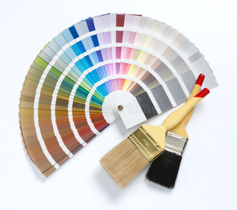 Two Paint Brush and Color Chart Stock Photo - Image of craft, chart ...
