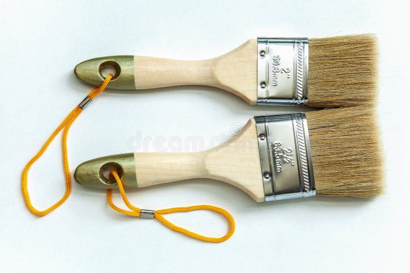 Two Paint Brushes, Views Isolated on White Stock Photo - Image of clean ...