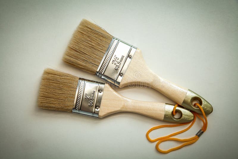 Two Paint Brushes, Views Isolated on White Stock Photo - Image of tool ...