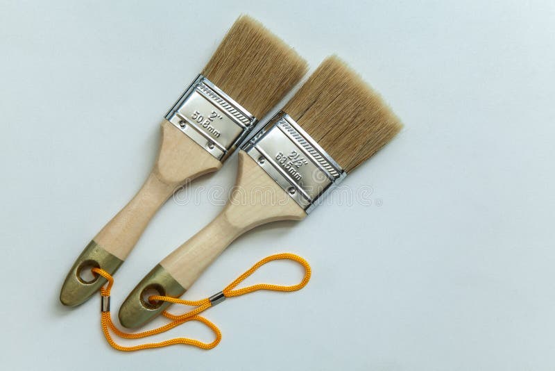 Two Paint Brushes, Views on White Stock Image - Image of views, closeup ...