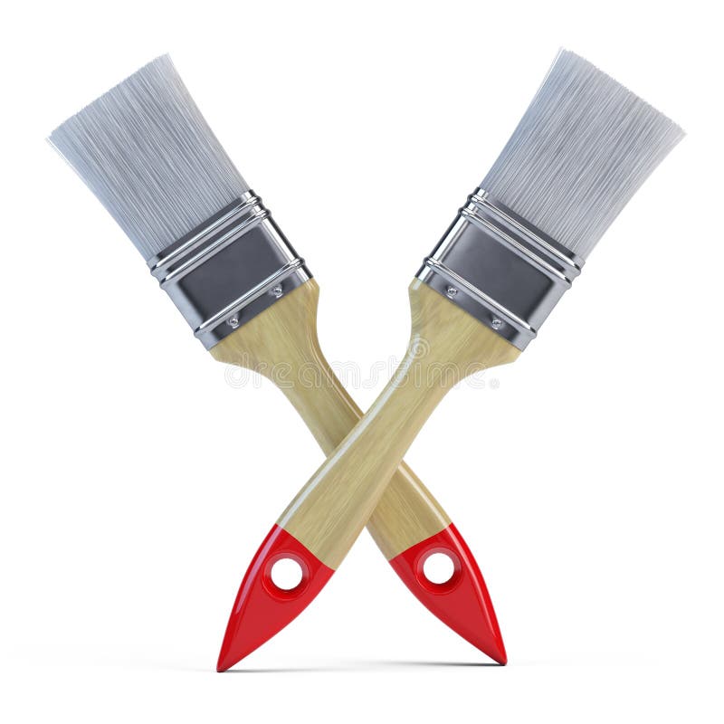 Two paint brushes on white stock illustration. Illustration of metal ...