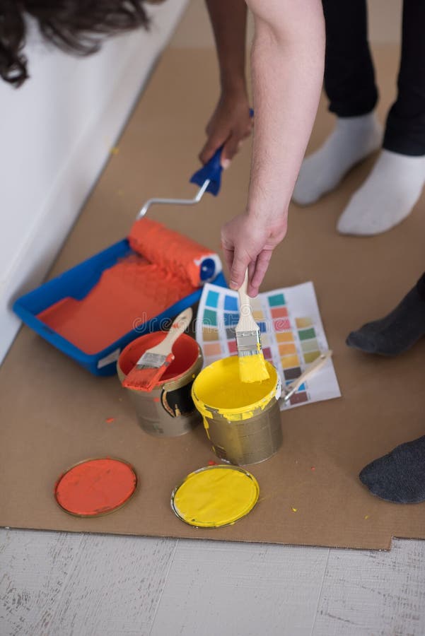 Painters Prepare Color for Painting Stock Image - Image of motion ...