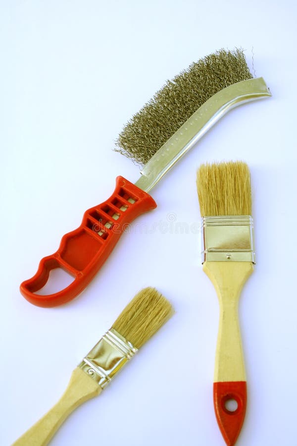 Two Painting Brushes And Metal Brush Stock Image - Image of ...