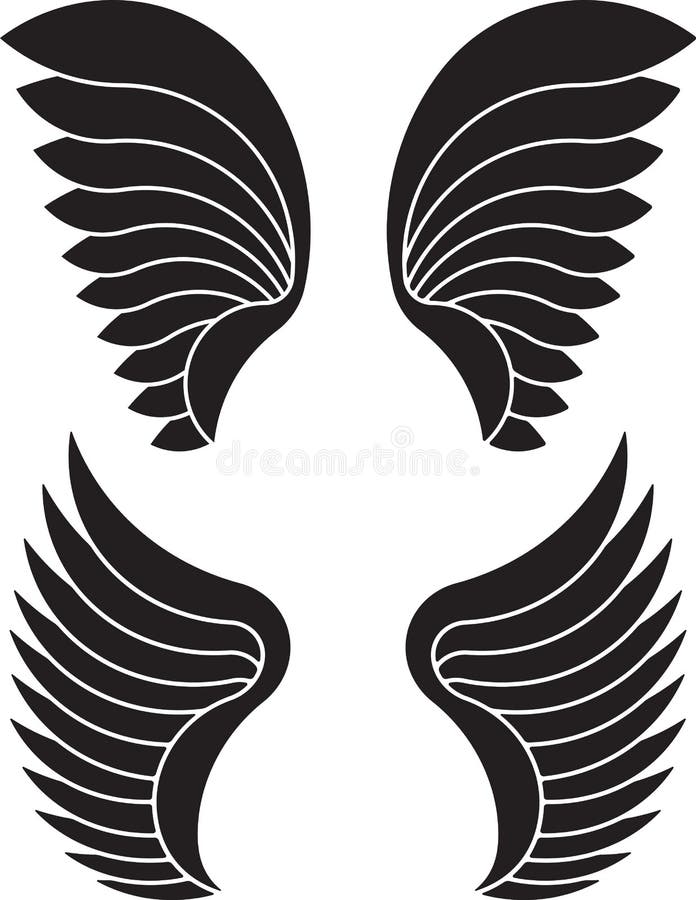 Two Pair of Black Vector Wings Fo Your Design. Stock Vector ...