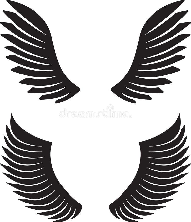 Two Pair of Black Vector Wings for Your Design Stock Vector ...