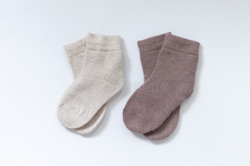 Two Pair of Striped Woolen Knitted Socks Isolated on White Stock Image ...