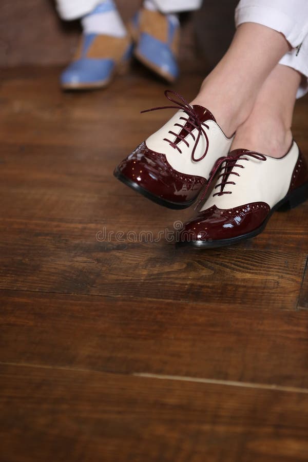 Two Pairs of Feet in a Stylish Shoes Stock Photo - Image of footwear ...