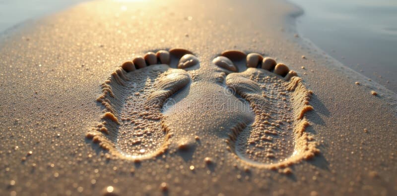 Two Pairs of Footprints in Wet Sand, Side by Side , Coast, Steps Stock ...