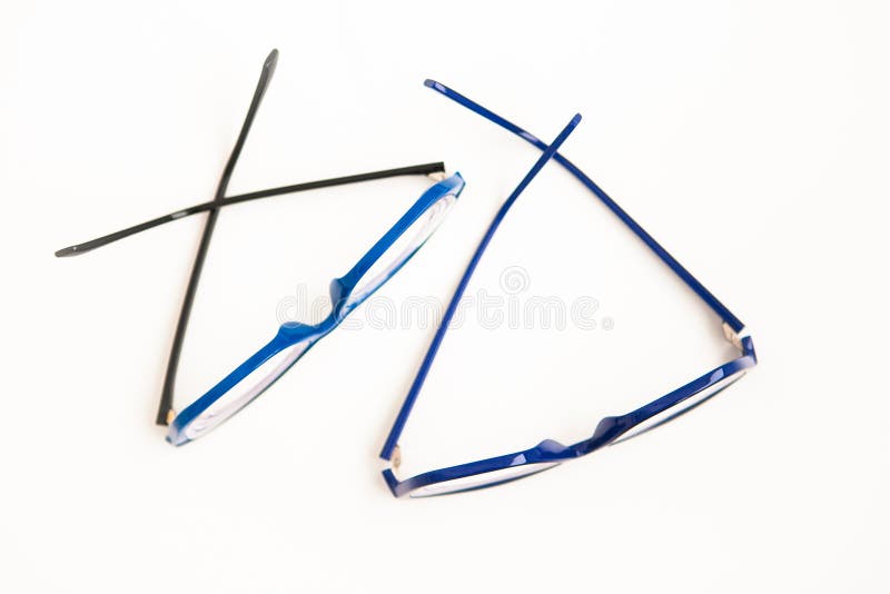 Two Pairs of Glasses or Eyewears in Blue Frame on White Background ...