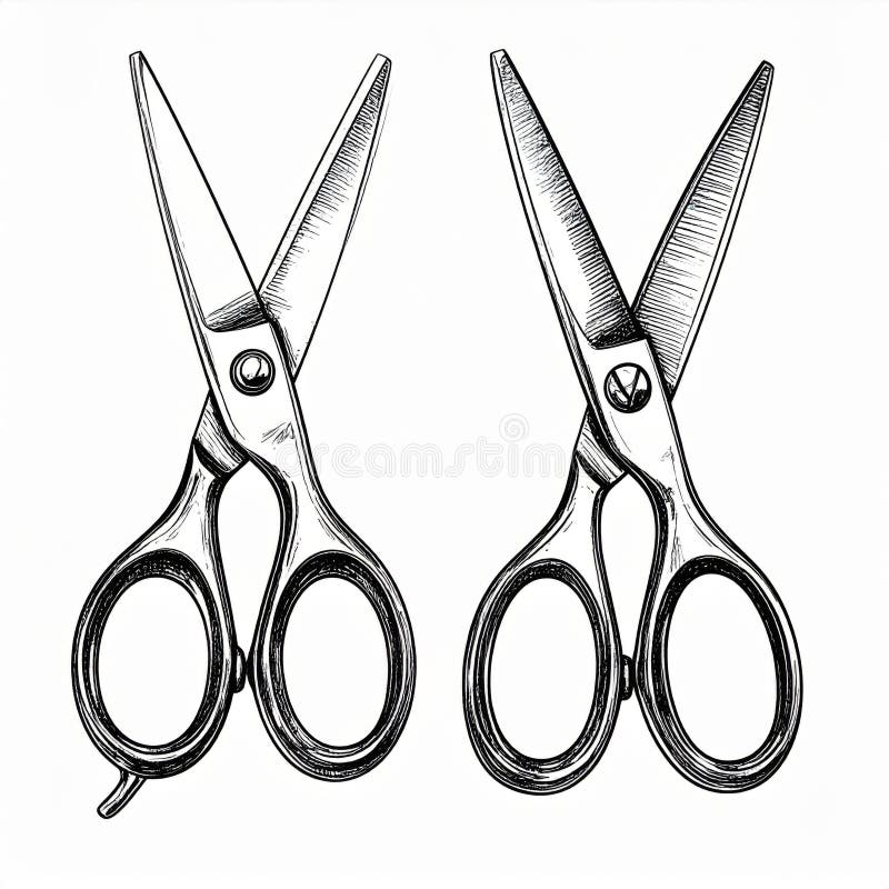 Two Pairs of Scissors Graphic Illustration Stock Illustration ...