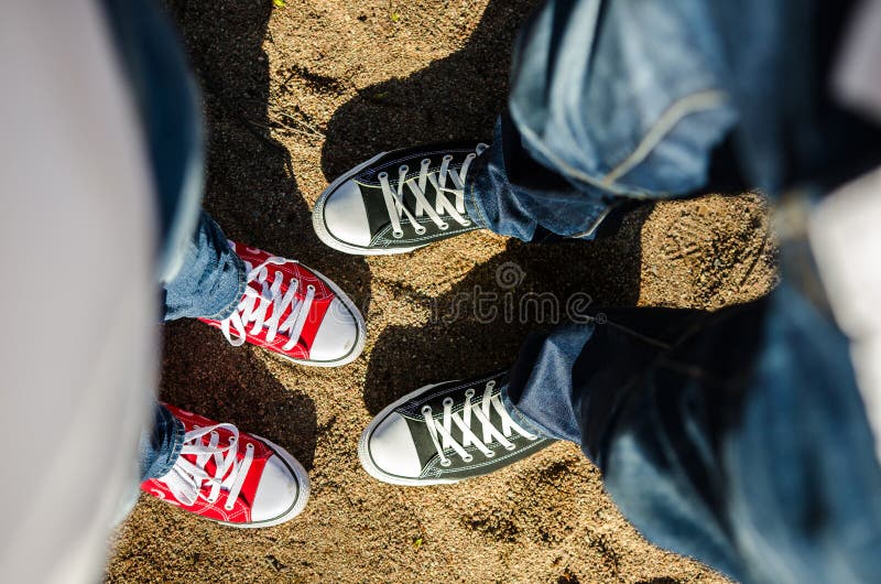 Two pairs of sneakers stock photo. Image of hipsters - 40794172