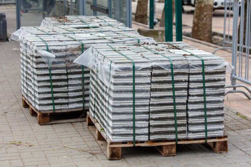 Two Pallets of Bricks are Stacked on Top of Each Other Stock Photo ...