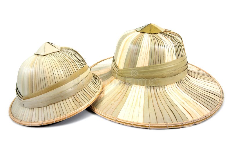 It is Two Weave Palm Leaves Hat Isolated on White Background. Dried ...