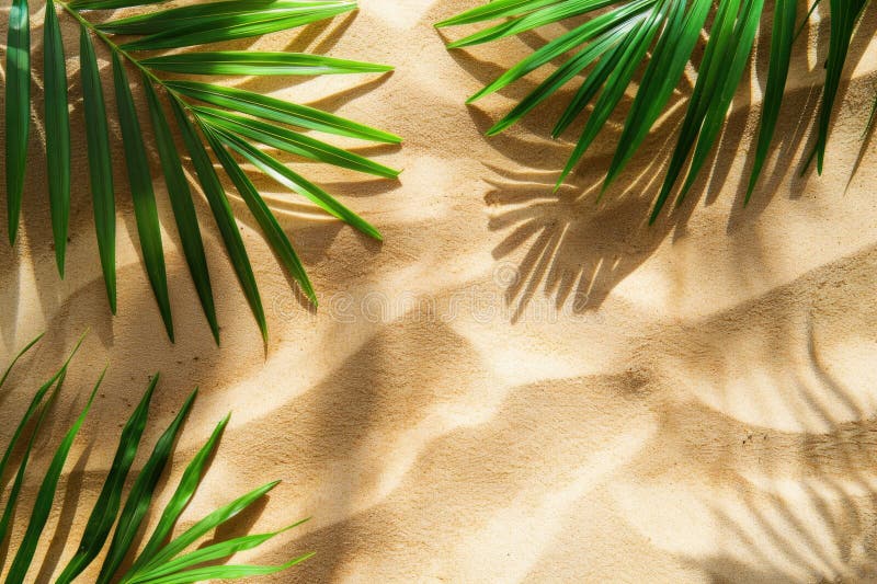 Two Palm Leaves Lying on a Sandy Surface Stock Photo - Image of leisure ...