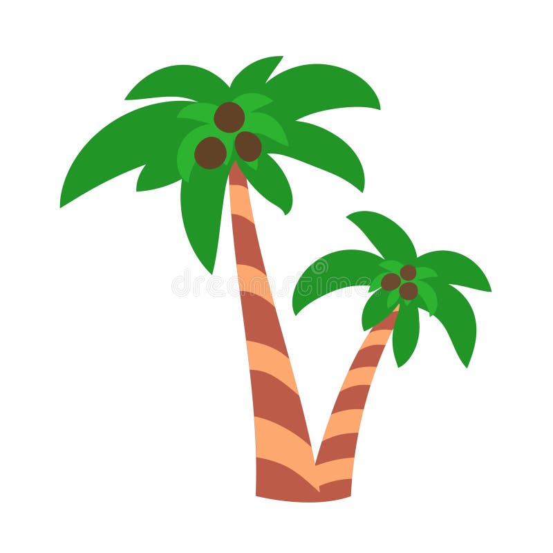 Two Palm Trees with Coconuts Stock Vector - Illustration of graphic ...