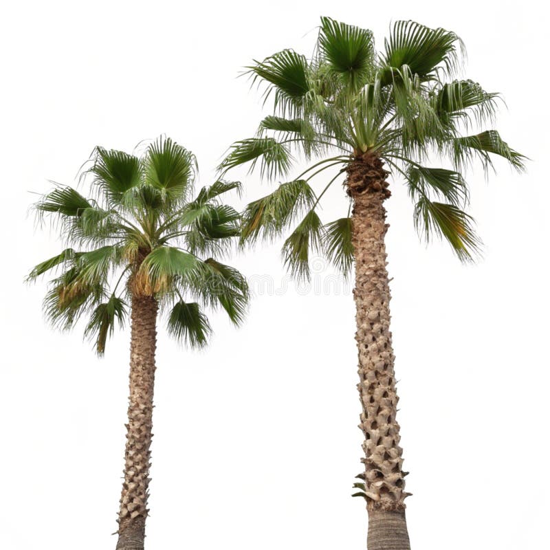 Two Palm Trees Isolated on White Background Stock Illustration ...