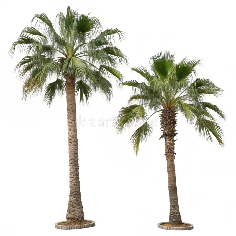 Two Palm Trees Isolated on White Background Stock Illustration ...
