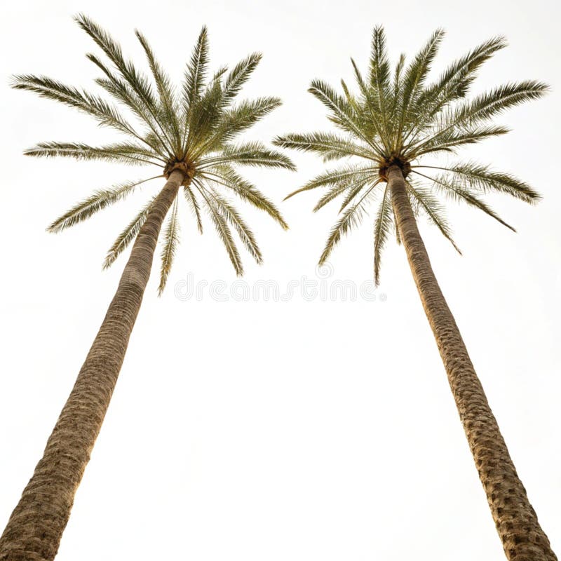 Two Palm Trees Mirrored Against Black Background Stock Illustration ...