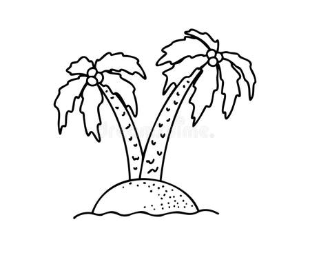Two Palm Trees Outline Doodle Icon. Hand Drawn Doodle Style Stock ...