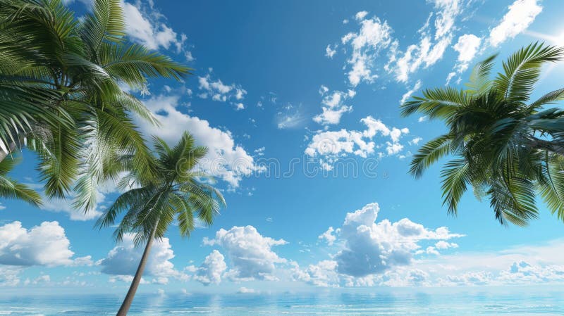 Two Palm Trees Standing Tall on a Sunny Beach Stock Photo - Image of ...