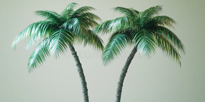 Two Palm Trees Standing Together in a Relaxed Pose, Ideal for Beach or ...