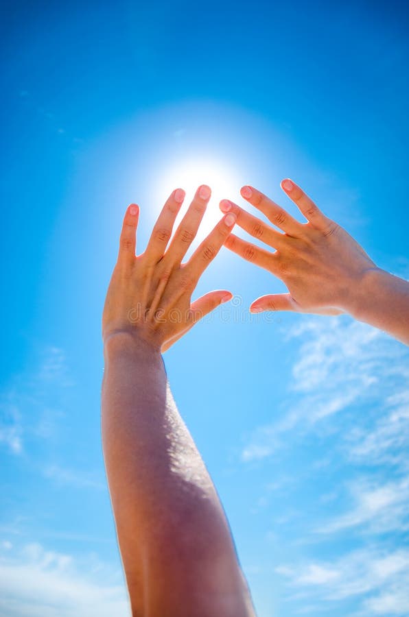 Sun is Shining through Fingers Stock Photo - Image of white, hand: 98536952