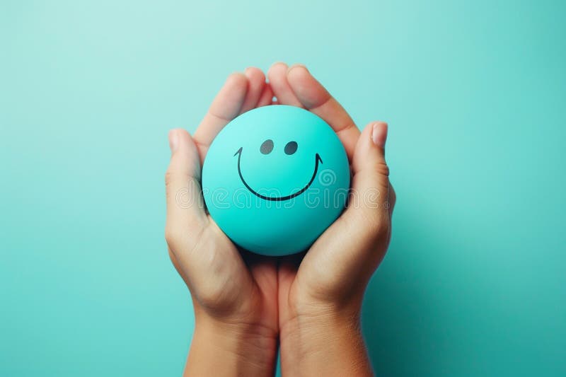 The Two Palms of the Hand are Holding a Round Ball with a Smile Drawn ...