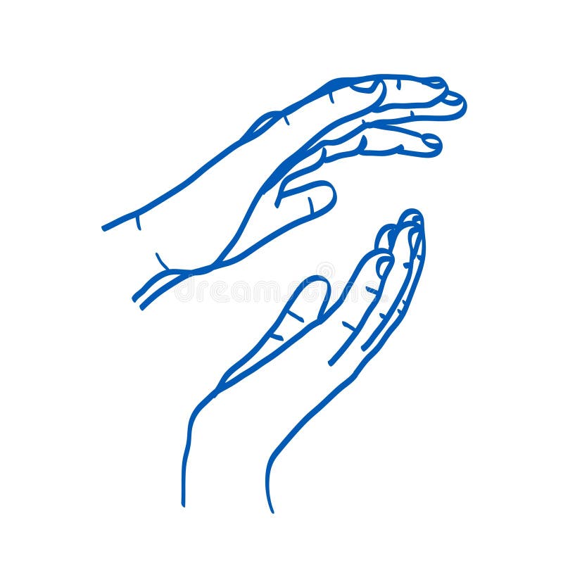 Two Palms Opposite Each Other. Gesture Vector Sketch Illustration Stock ...