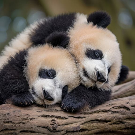Two Panda Bear Cubs Sleeping Stock Illustration - Illustration of animals, sleeping: 303629852