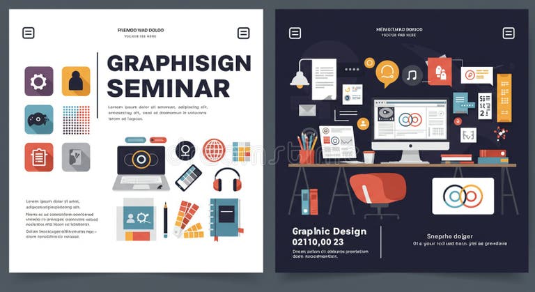 Two Panels of Graphic Design Elements. the Left Panel Showcases a ...